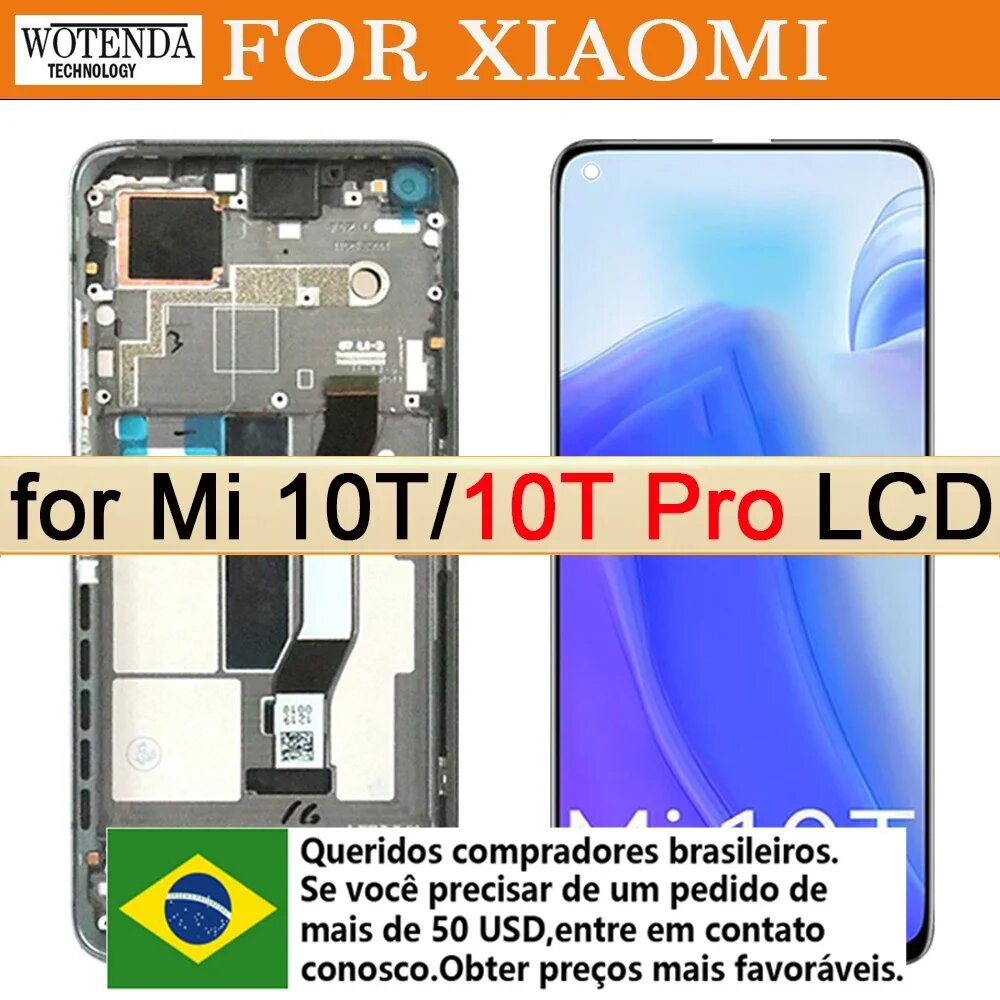 Замена дисплея для Xiaomi Mi 10T 5G ЖК-дисплей с цифровым преобразователем сенсорного экрана в сборе для Xiaomi Mi 10T Pro 5G Дисплей