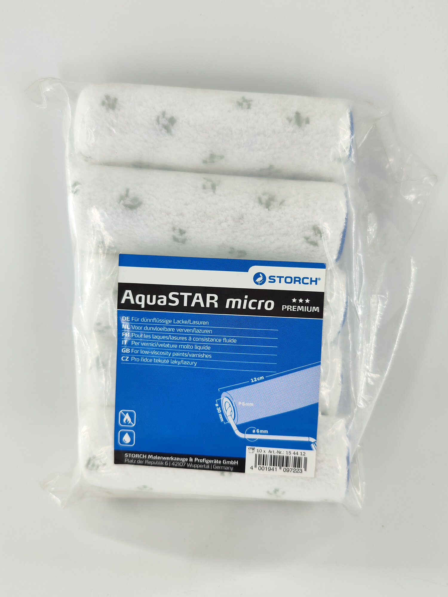 Мини-валик из микрофибры Storch Premium AquaStar 5 154412 ворс 5мм (120*30*6мм) упак (10 шт)