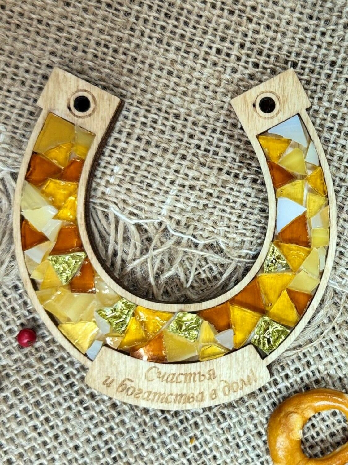 Набор для творчества мозаика стеклянная Подкова 8 см. Алтай Витраж