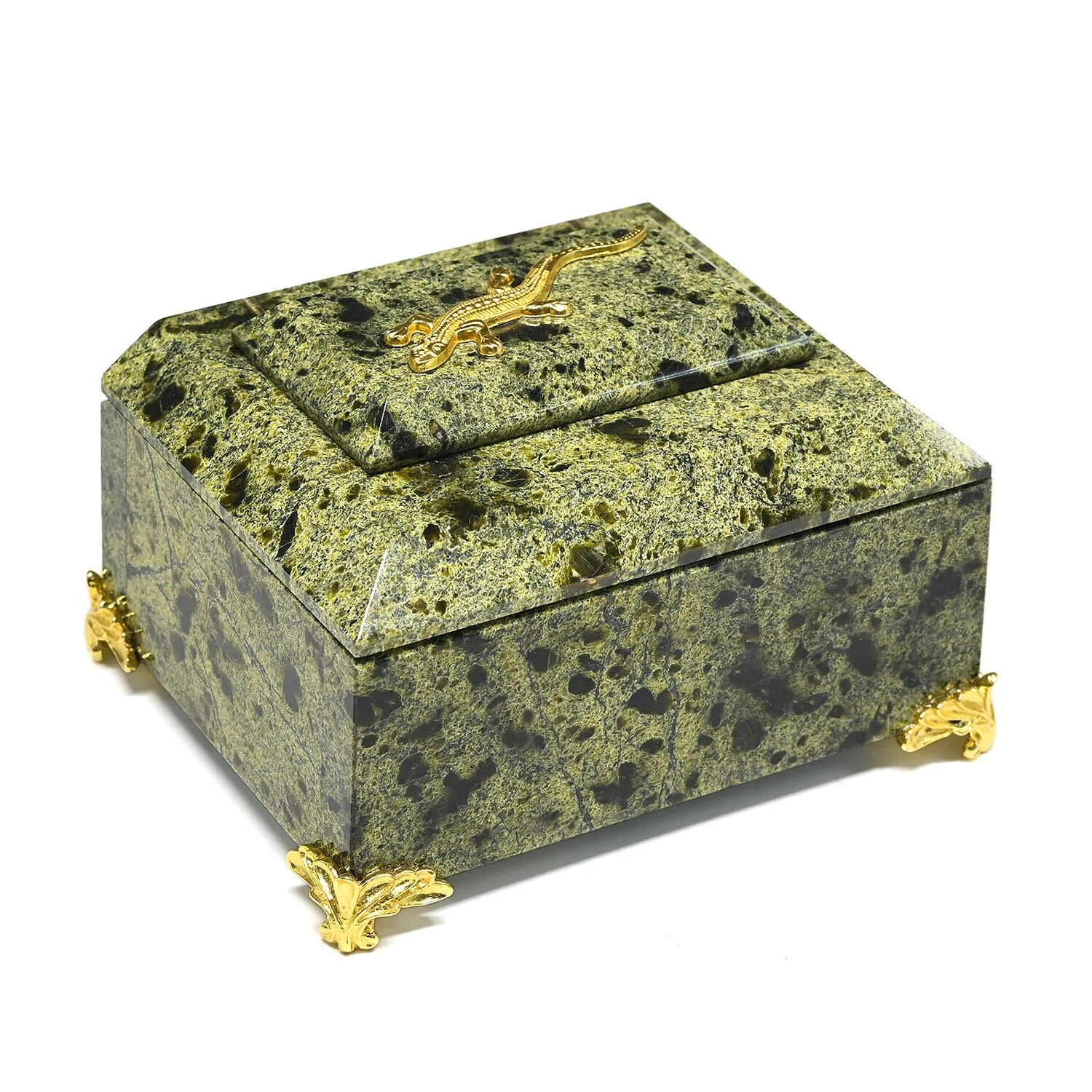 Ларец из змеевика новый малый 100*75*55мм .