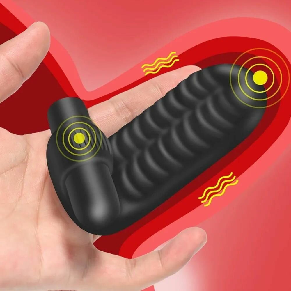 Вибратор с насадкой на пальцы для вагинальной, клиторальной мастурбации и стимуляции точки G. Товар для взрослых игр. Изделие 18+