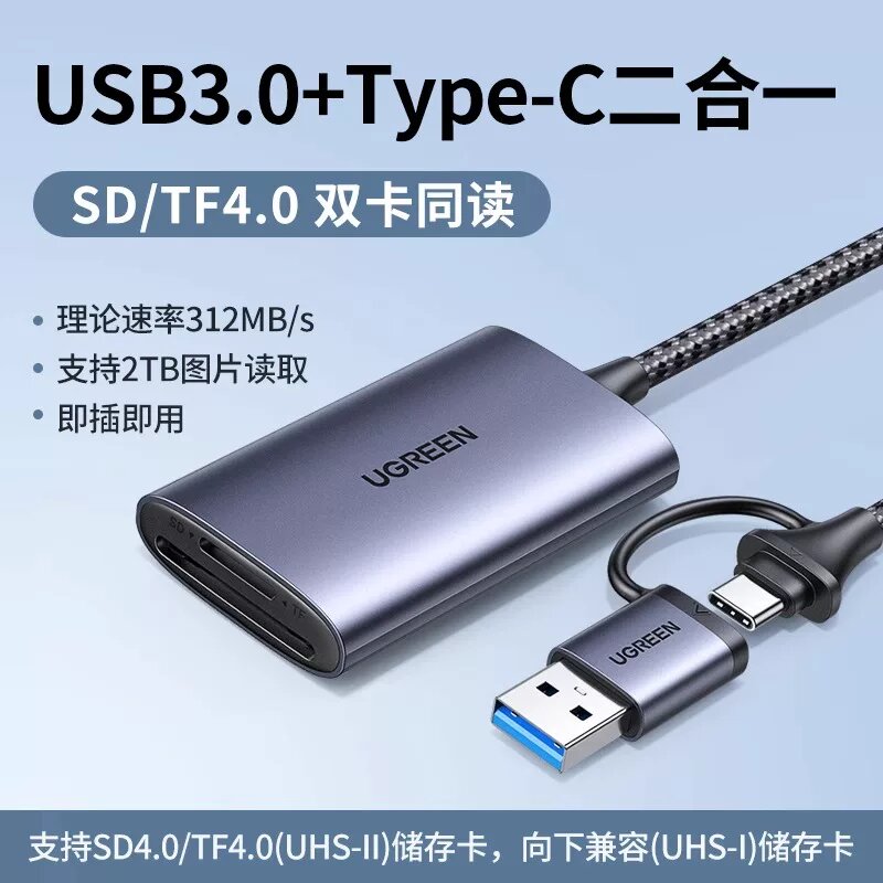 USB 3.0 и Type-C Двойной порт карт-ридер для SD и TF4.0 с алюминиевым радиатором, безопасная передача данных