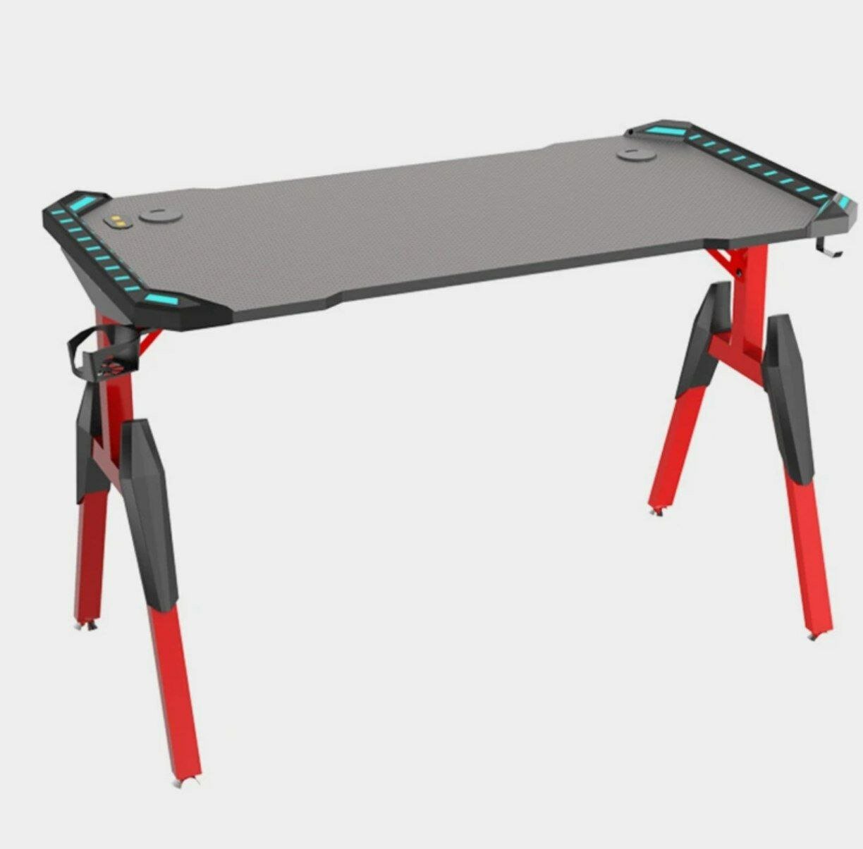 Компьютерный игровой стол с подсветкой черно-красный, 140*60*72