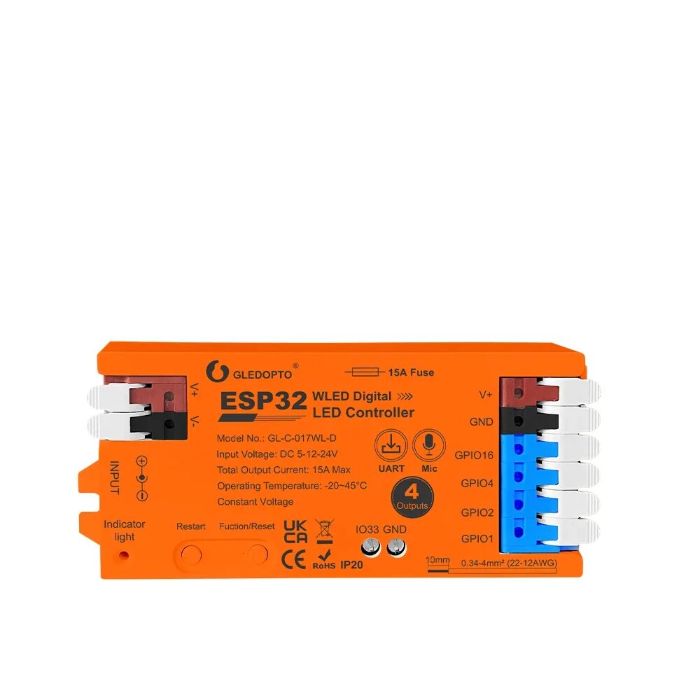 GLEDOPTO ESP32 WLED 4-канальный контроллер, Orange shell
