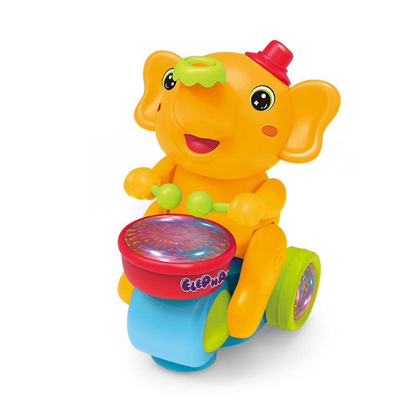 Игрушка электромобиль Музыкальный Слон с свечением Барабанщик Подвешенный шар Универсальная машина Подарок для мальчика Оранжевый musician [color box] с обычными батарейками [входит отвертка]