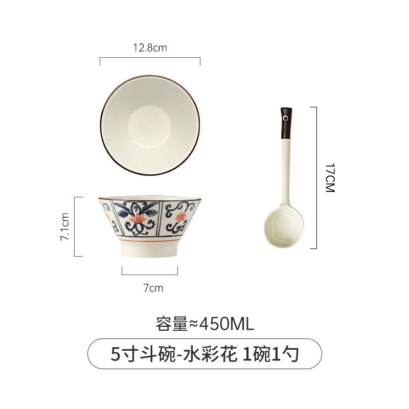 Китайская керамическая посуда с глазурью под глазурью: миска для лапши, коническая миска, миска-труба, домашняя суповая