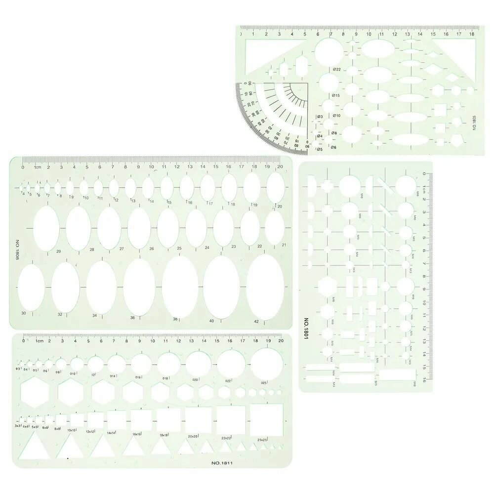 4 Штуки Шаблонов Для Рисования, Из Пластика, Для Архитекторов И Студентов