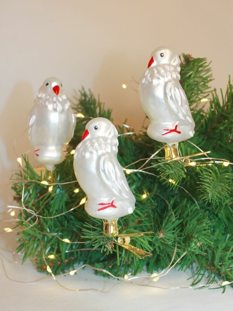 Голубь набор 3шт. Ёлочка Клинская игрушка / стекло