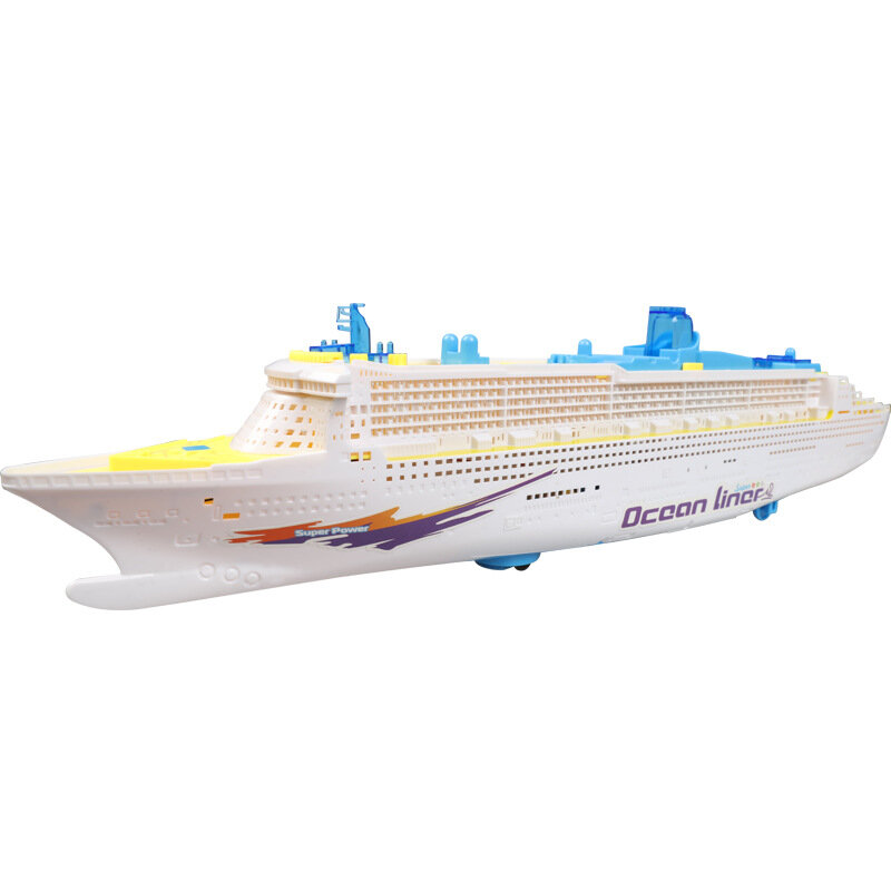 Универсальные крейсерные музыкальные яхты горящие детские электрические светящиеся игрушки, размеры 49.5 x 6.5 x 11.5 см, питание от 3 батарейки AA (требуется покупатель), материал пластик с электронными компонентами, подходят для возрастов 3 лет и старше