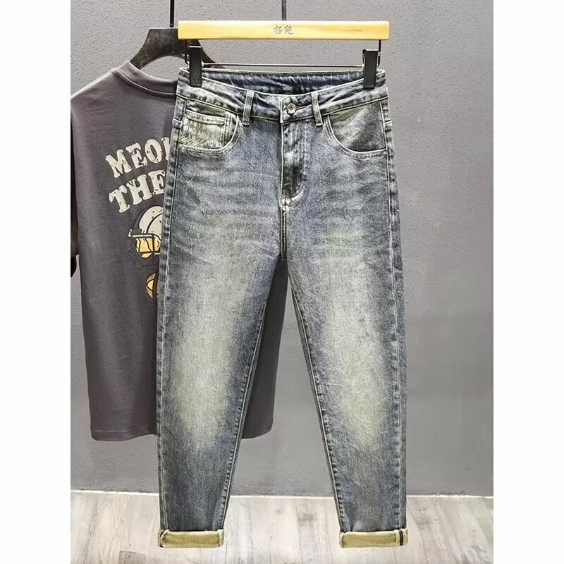 Тренд RONG CH Мужские Джинсы Весна Потертые Пэч Вышивка Слим Эластичные Деним, Размер_32