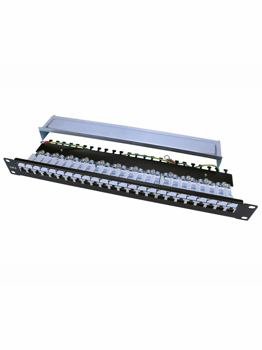 Патч-панель Hyperline PP3-19-24-8P8C-C6-SH-110D 19" 1U 24xRJ45 полн. экран. кат.6 UTP