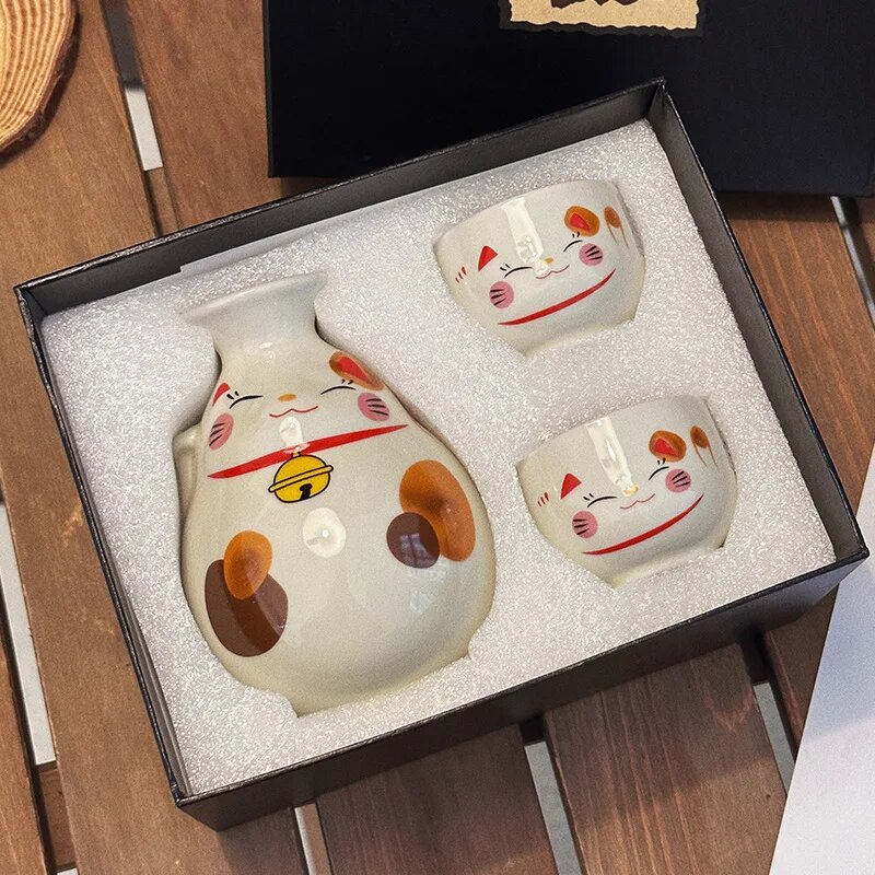 Керамический набор для сакэ Lucky Cat