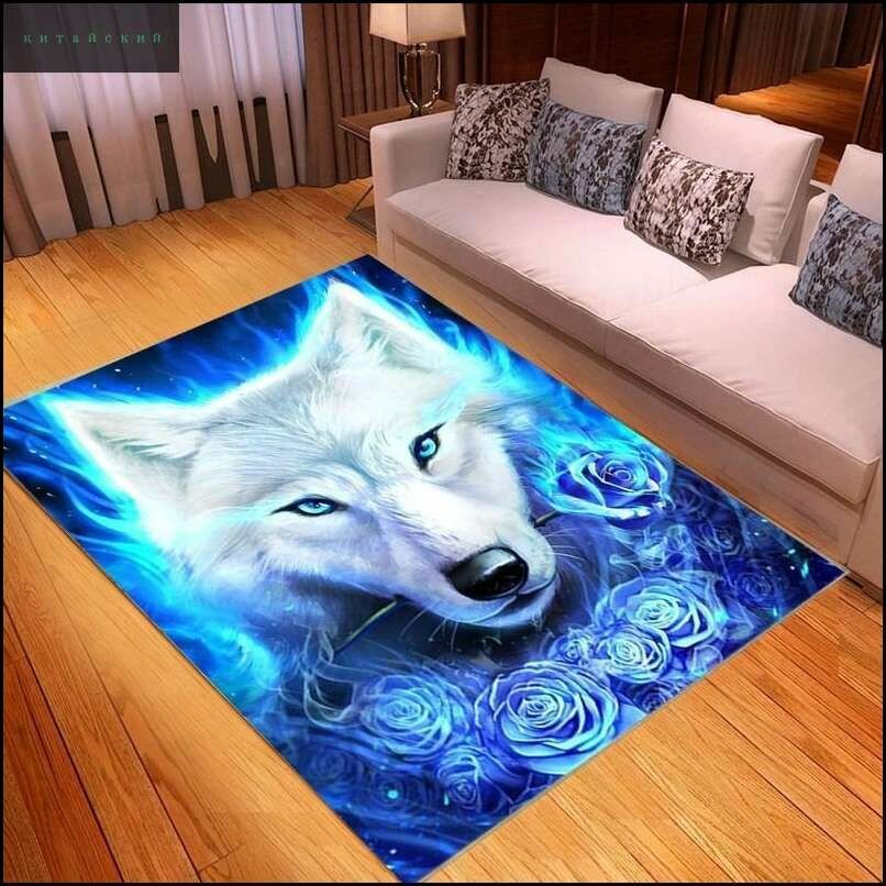 Ковер для декора дома с рисунком волка