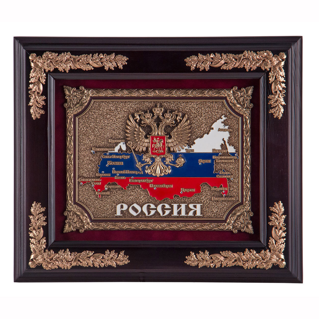Ключница "Россия"- дерево, цвет венге. 28х34х8 см. КЛД-623VIPвенге