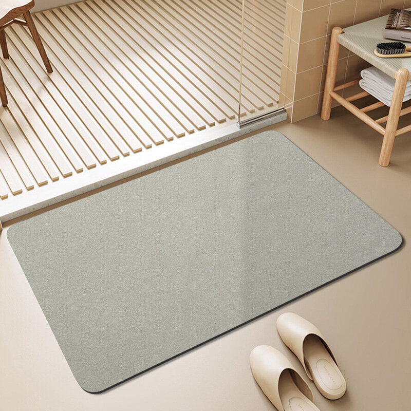 Простой однотонный коврик из диатомитовой земли для входа в домашнюю ванную, нескользящий, влаговпитывающий, быстро сохнущий, грязеотталкивающий, износостойкий коврик