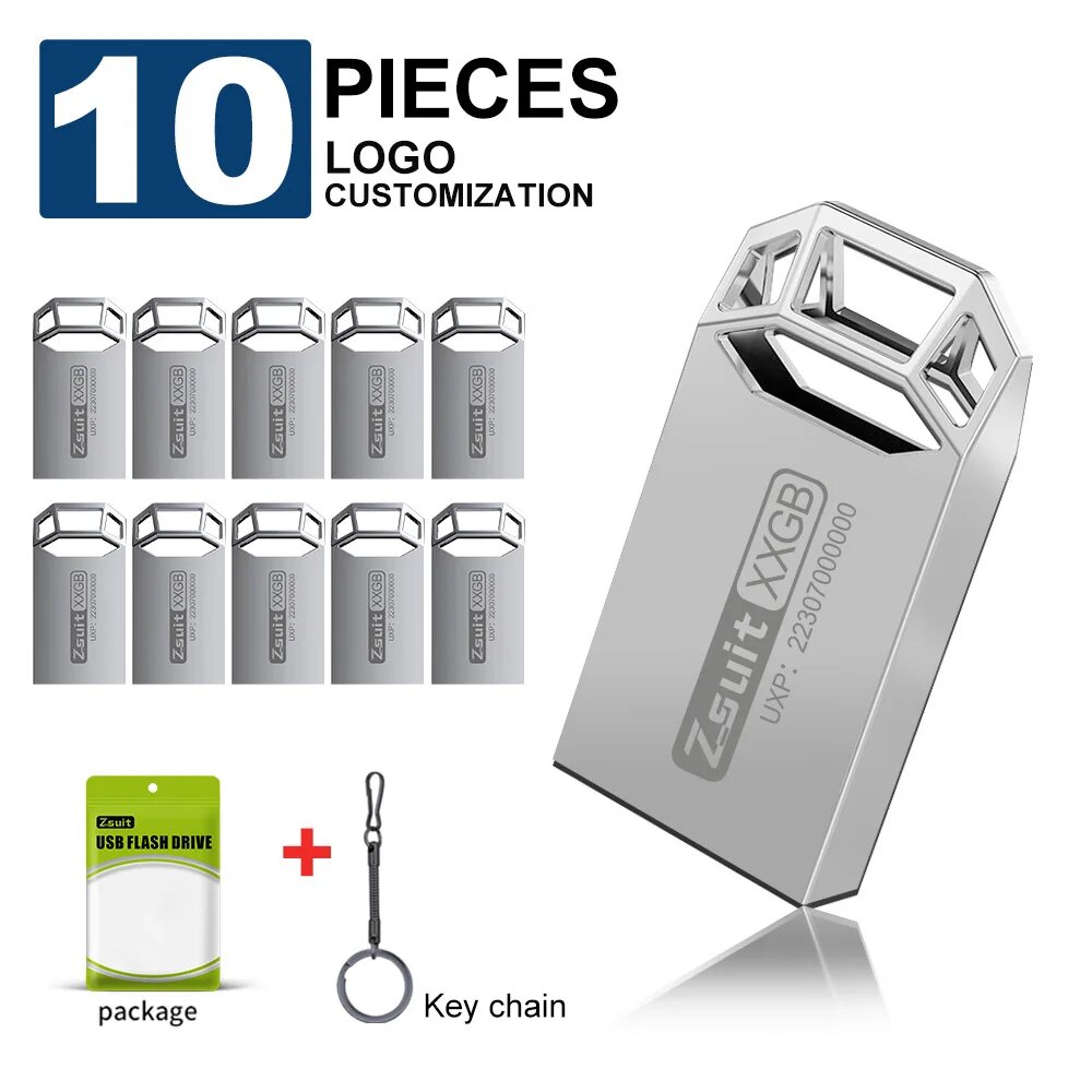 Z－suit металлический USB флэш-накопитель 32/64/128 ГБ 2.0-32GB, серебристый