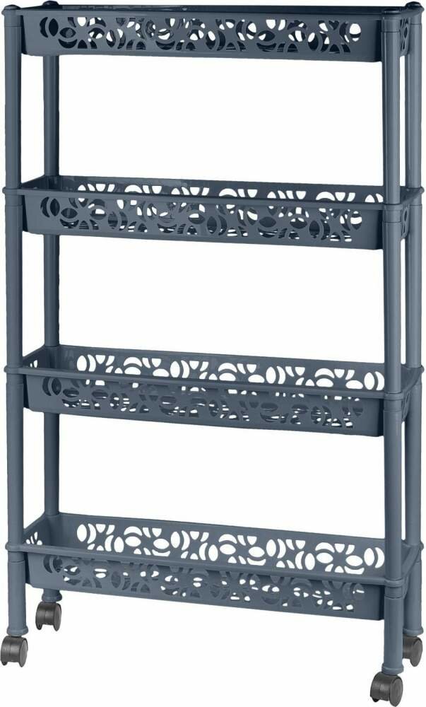 Этажерка 4-х секционная на колесиках "Keeplex Light" 58*18*93.5см, космический серый