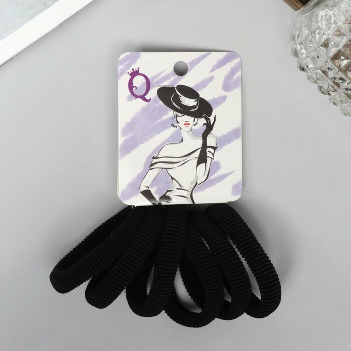 Резинка для волос "Амелия" (набор 6 шт) тайна, 4 см, чёрный 10318265