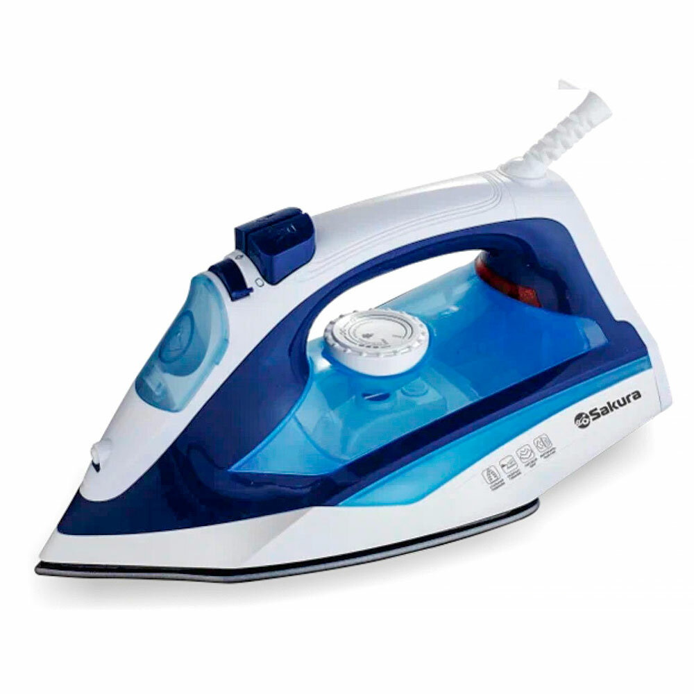 Утюг 2400Вт подошва из нержавеющей стали, бело-синий, SA-3052SBL