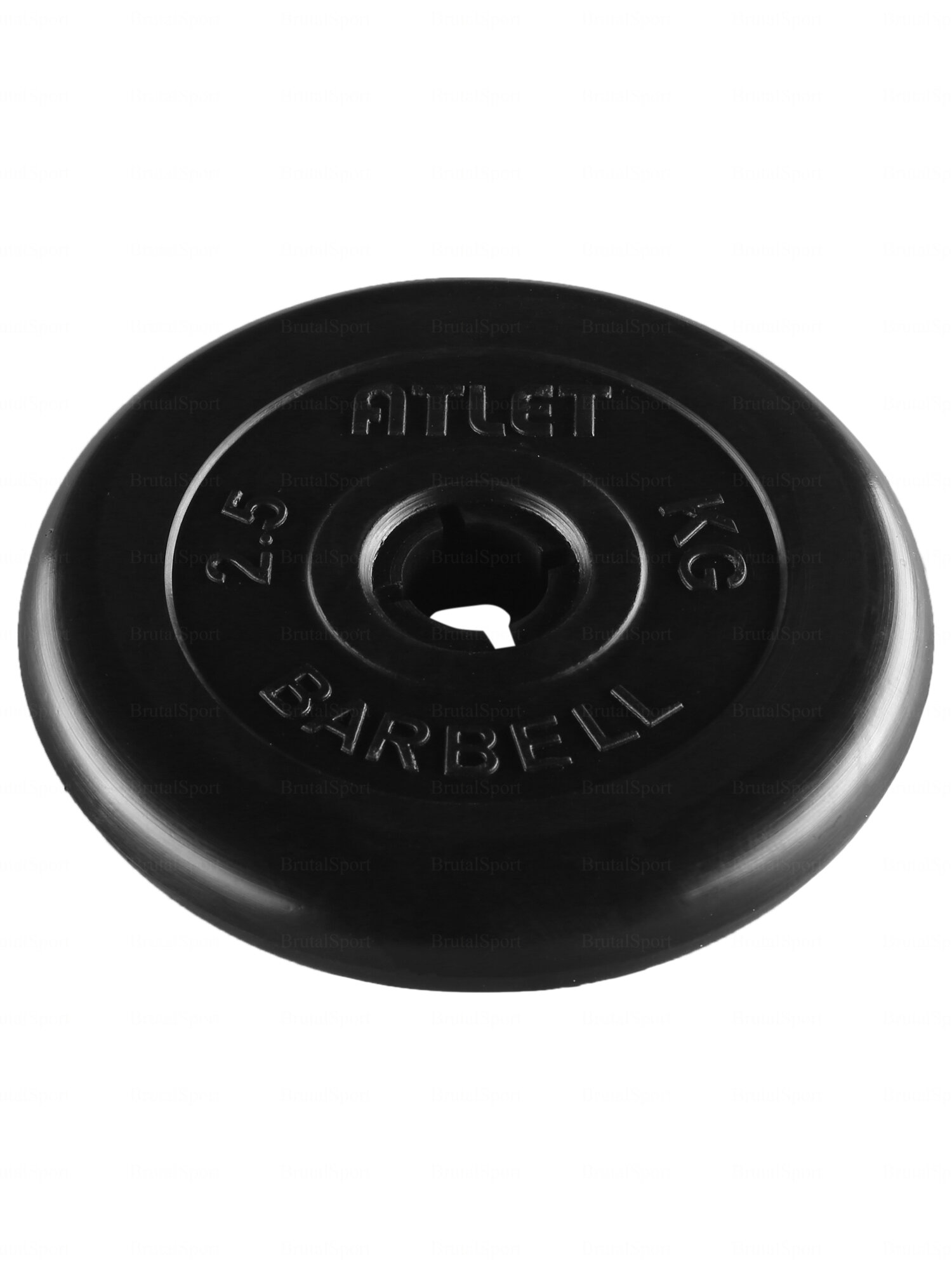 Диск (блин) MB Barbell Атлет, вес 2,5 кг, D=26 мм, обрезиненный, черный — фото 1