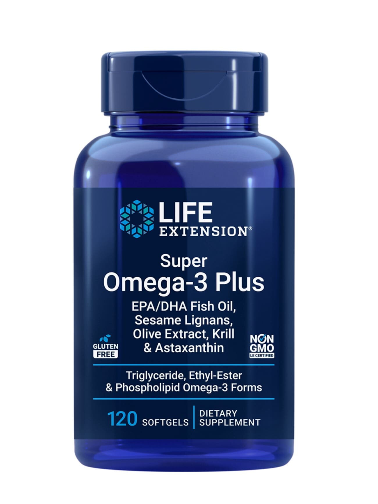 Life Extension Super Omega-3 Plus EPA/DHA Fish Oil Sesame Lignans and Olive Extract Krill and Astaxanthin, Супер Омега-3 плюс из рыбьего жира с ЭПК/ДГК, лигнанами кунжута, экстрактом оливы, крилем и астаксантином 120 гелевых капсул