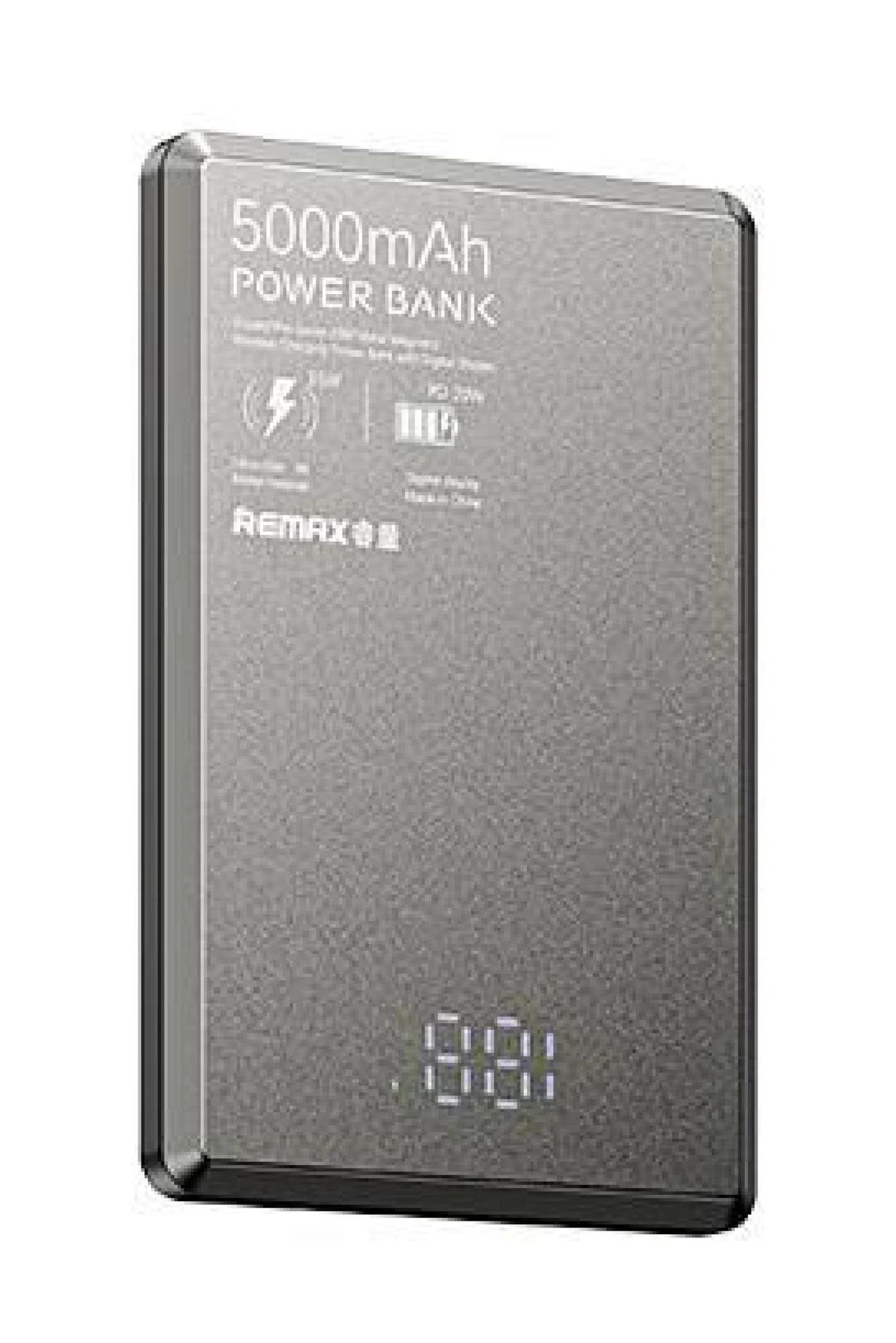 Power Bank Remax RPP-107 ультратонкий с MagSafe, 5000mAh, серый