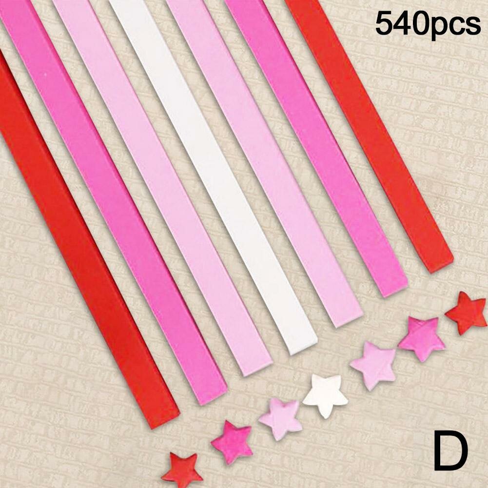 540 Sheets Origami Stars Papers Double Sided Lucky Colorful Star Strips 27 Colors Decor Folding T1R2
