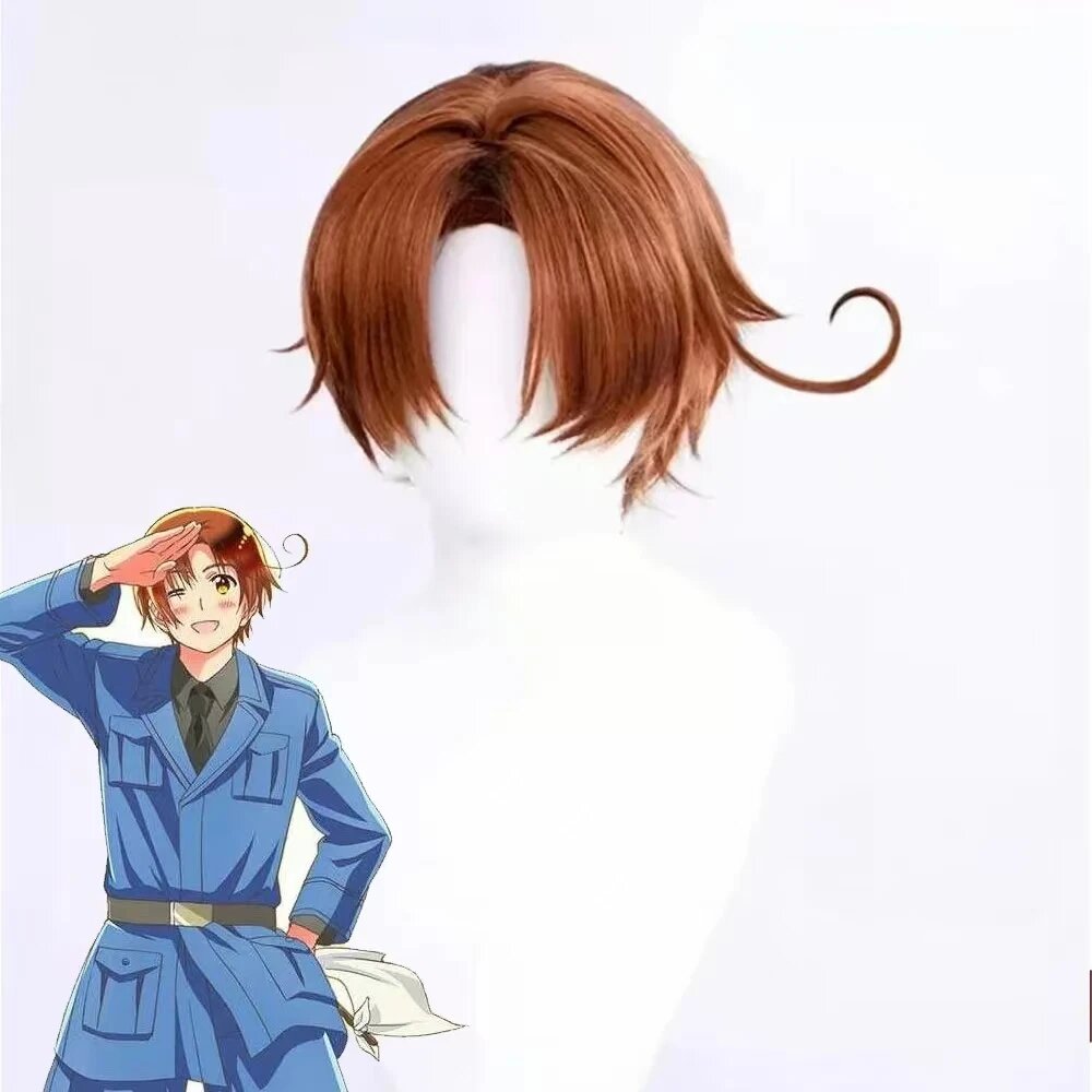 Косплей парик Axis Powers Hetalia Италия красновато-коричневый короткий