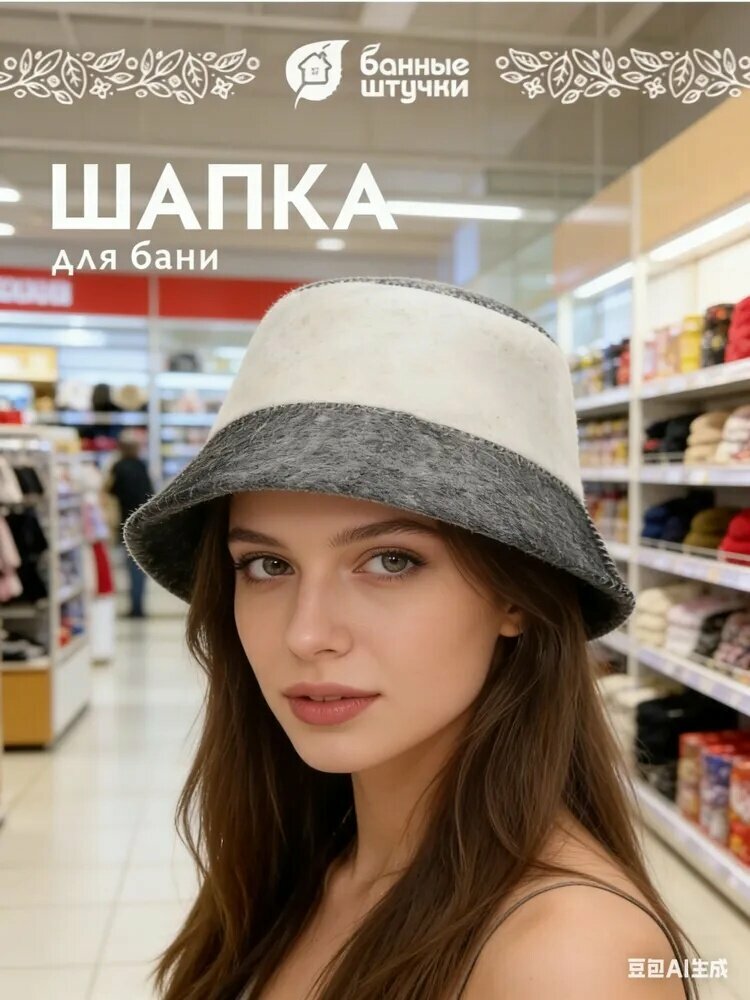 Шапка для бани и сауны Панама из войлока Hot Pot