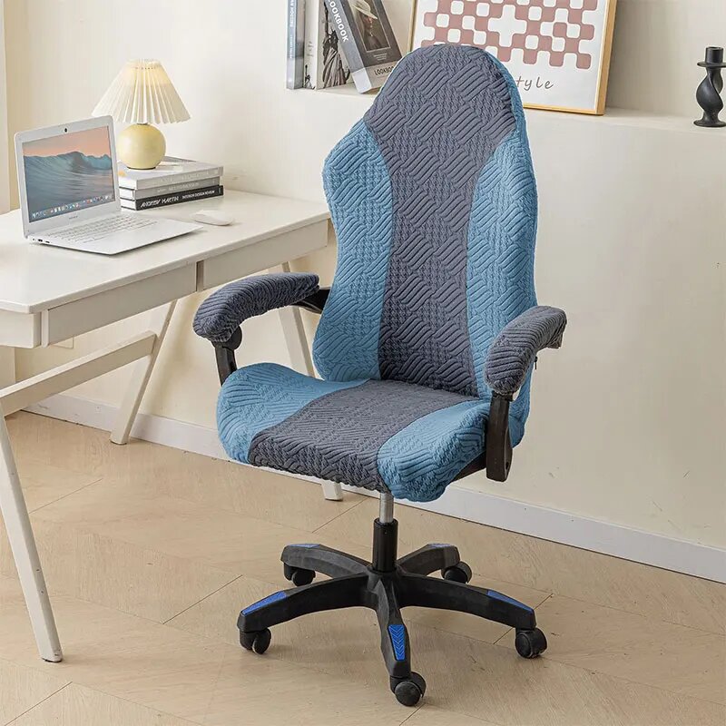 Сращенные цветные чехлы для игровых стульев для киберспорта, офисное компьютерное кресло, вращающееся кресло, пыленепроницаемый защитный чехол с чехлом на подлокотник Голубой, style 18