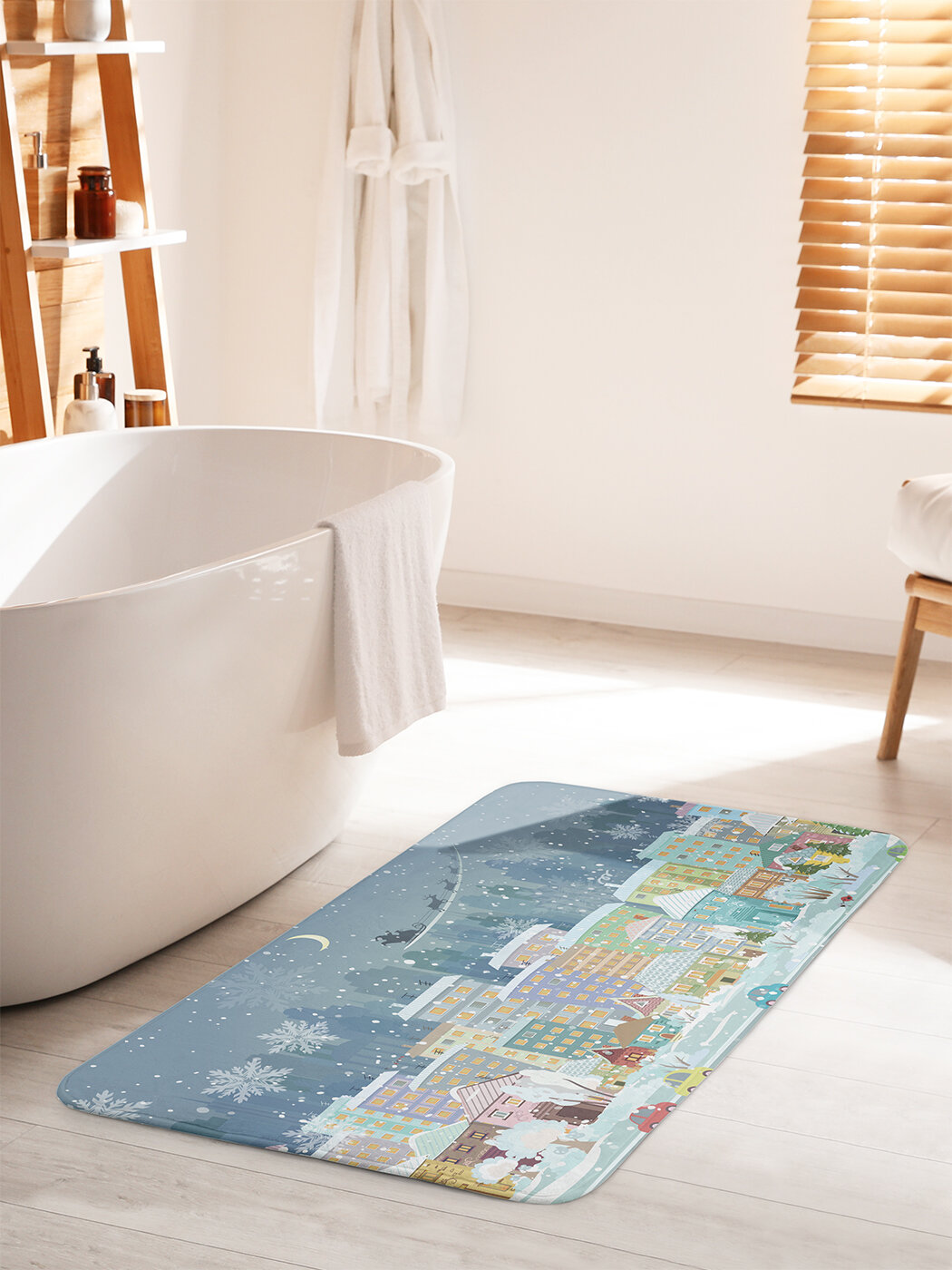 Коврик для ванной комнаты и туалета противоскользящий "Канун Нового Года" 60х100 см, JoyArty, серия Новый год