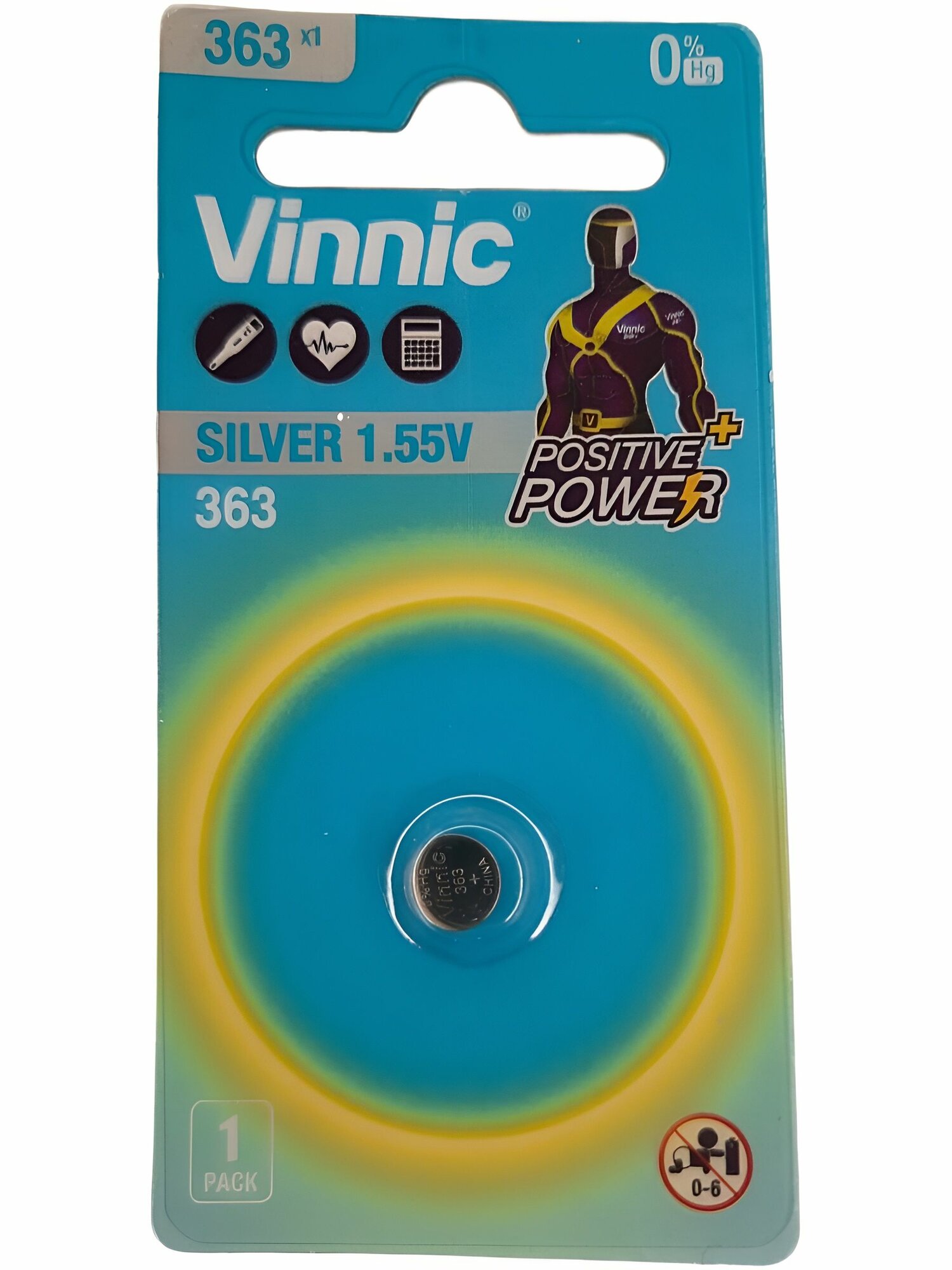 Батарейка для часов 364/363 (SR621 SW(W), SR60, G1) VINNIC оксид-серебряная (бл1)