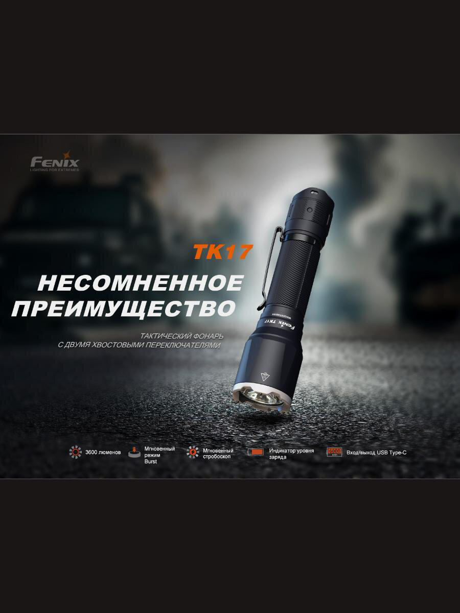 Фонарь Fenix тактический TK17 светло-серый хаки 3600 люмен