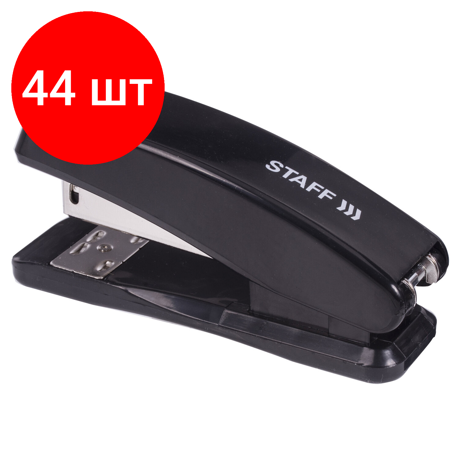 Комплект 44 шт, Степлер №24/6, 26/6 STAFF "Basic", до 20 листов, черный, 224626
