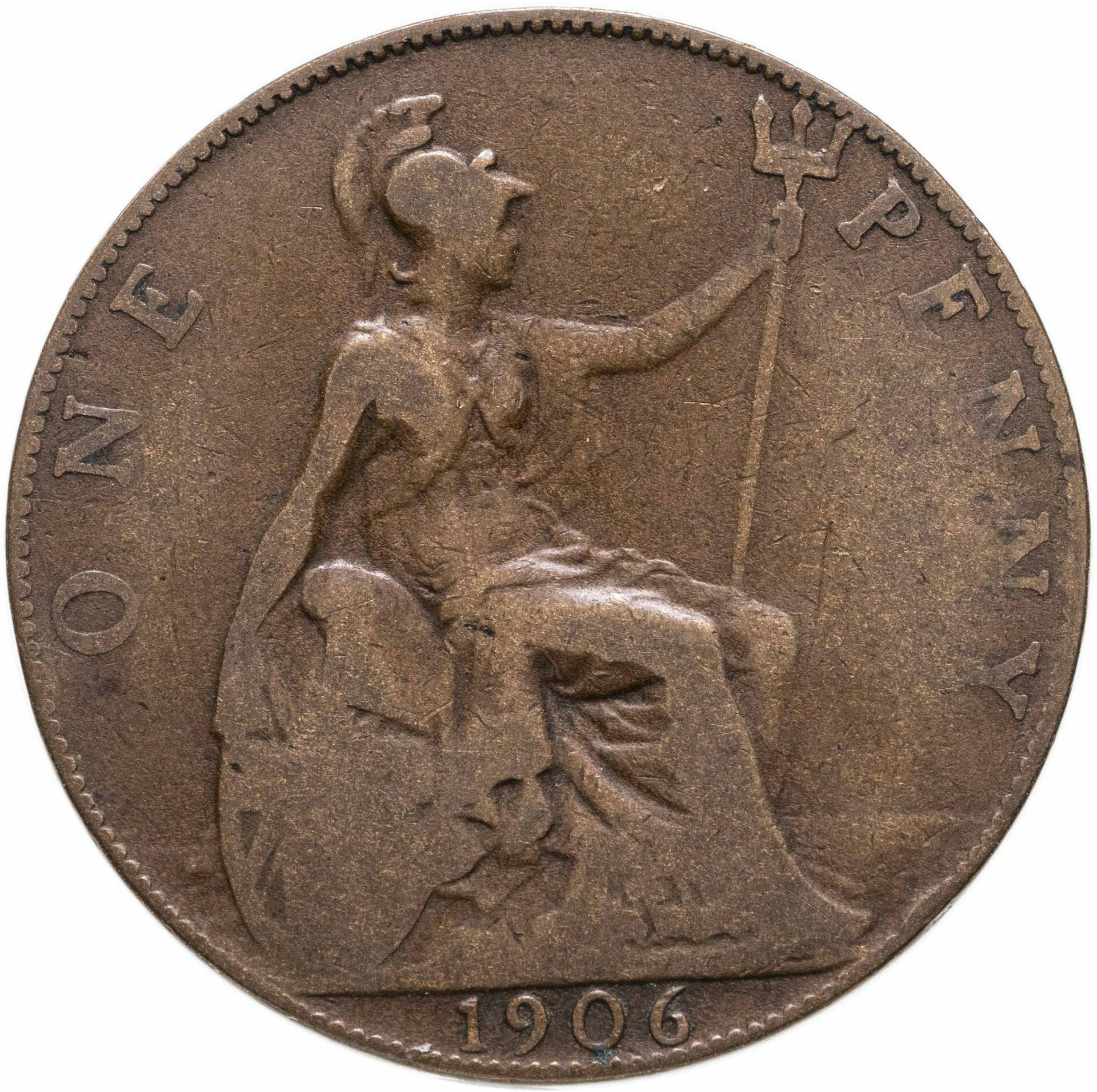 Великобритания 1 пенни penny 1906, Бронза, в сохранности F