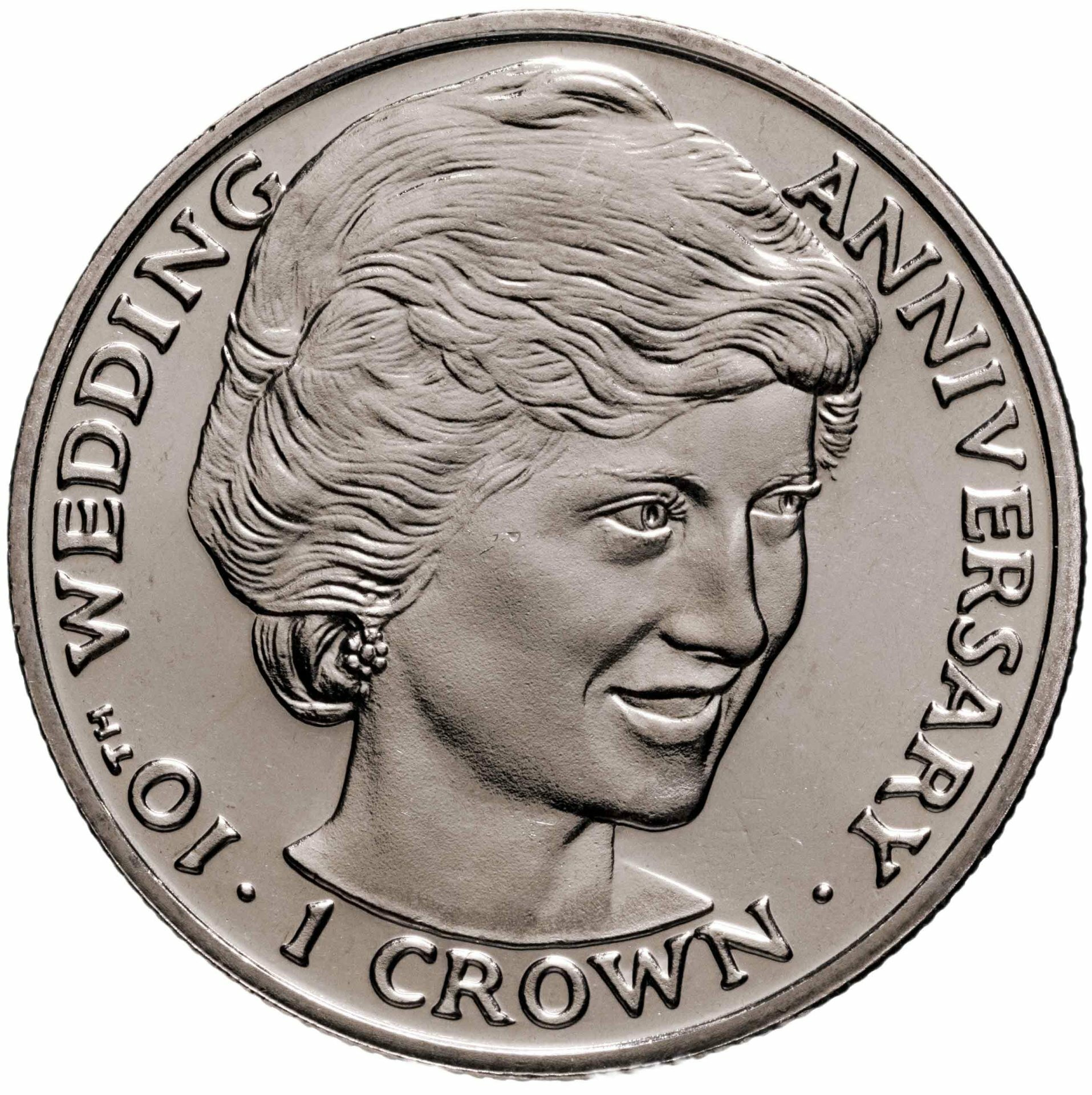 Гибралтар 1 крона crown 1991 "10 лет свадьбе Принца Чарльза и Леди Дианы / Леди Диана", Мельхиор медь-никель, в сохранности UNC