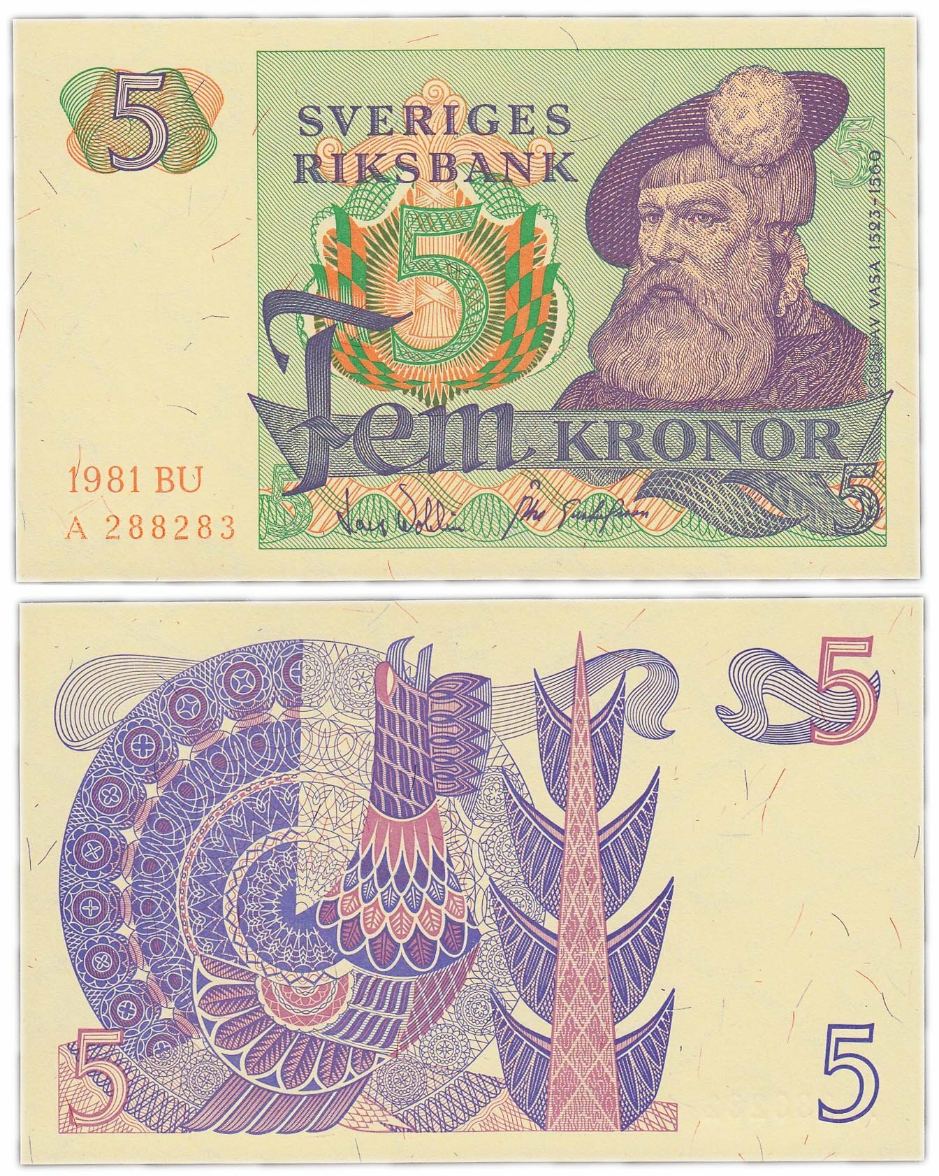 Швеция - 5 крон 1981 - "Король Густав Ваза Петух" Pick 51d