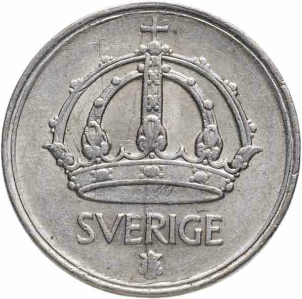 Швеция 10 эре ore 1942-1950 , Серебро 400, в сохранности XF