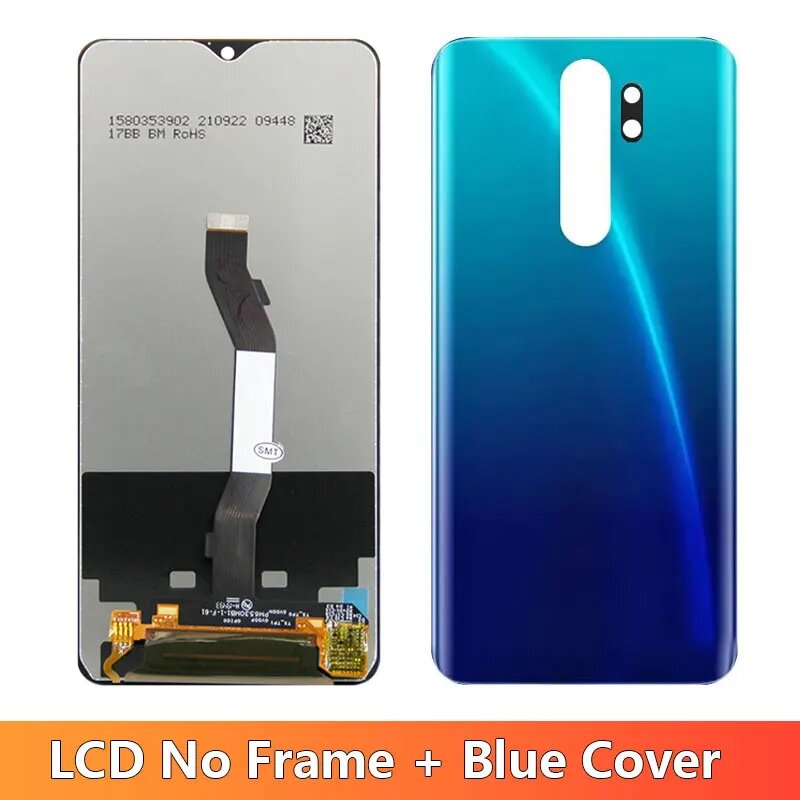 6,53-дюймовый новый дисплей для Xiaomi Redmi Note 8 Pro, сменный ЖК-экран + дигитайзер сенсорного экрана в сборе NoFrame Blue Cover