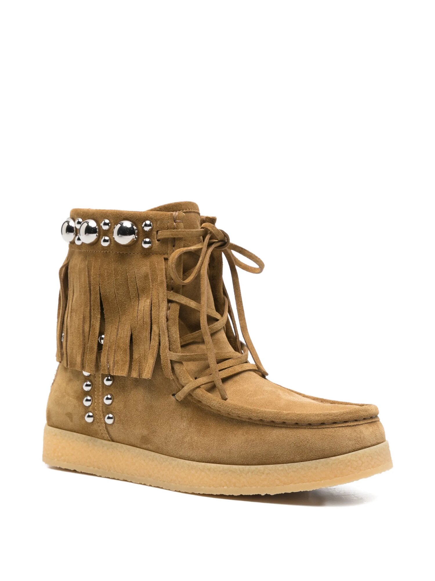 Ботинки Valentino Fringed-upper studded ankle boots, размер 40, коричневый — фото 1