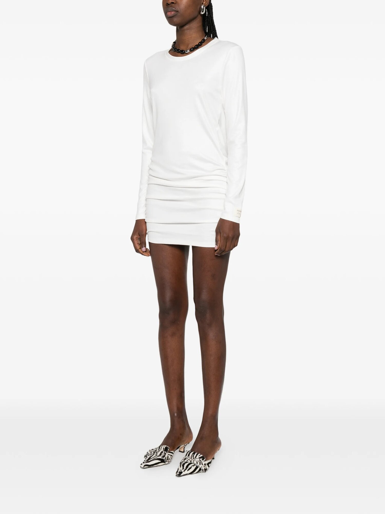 Платье PATRIZIA PEPE Draped mini dress, размер 34, белый — фото 1