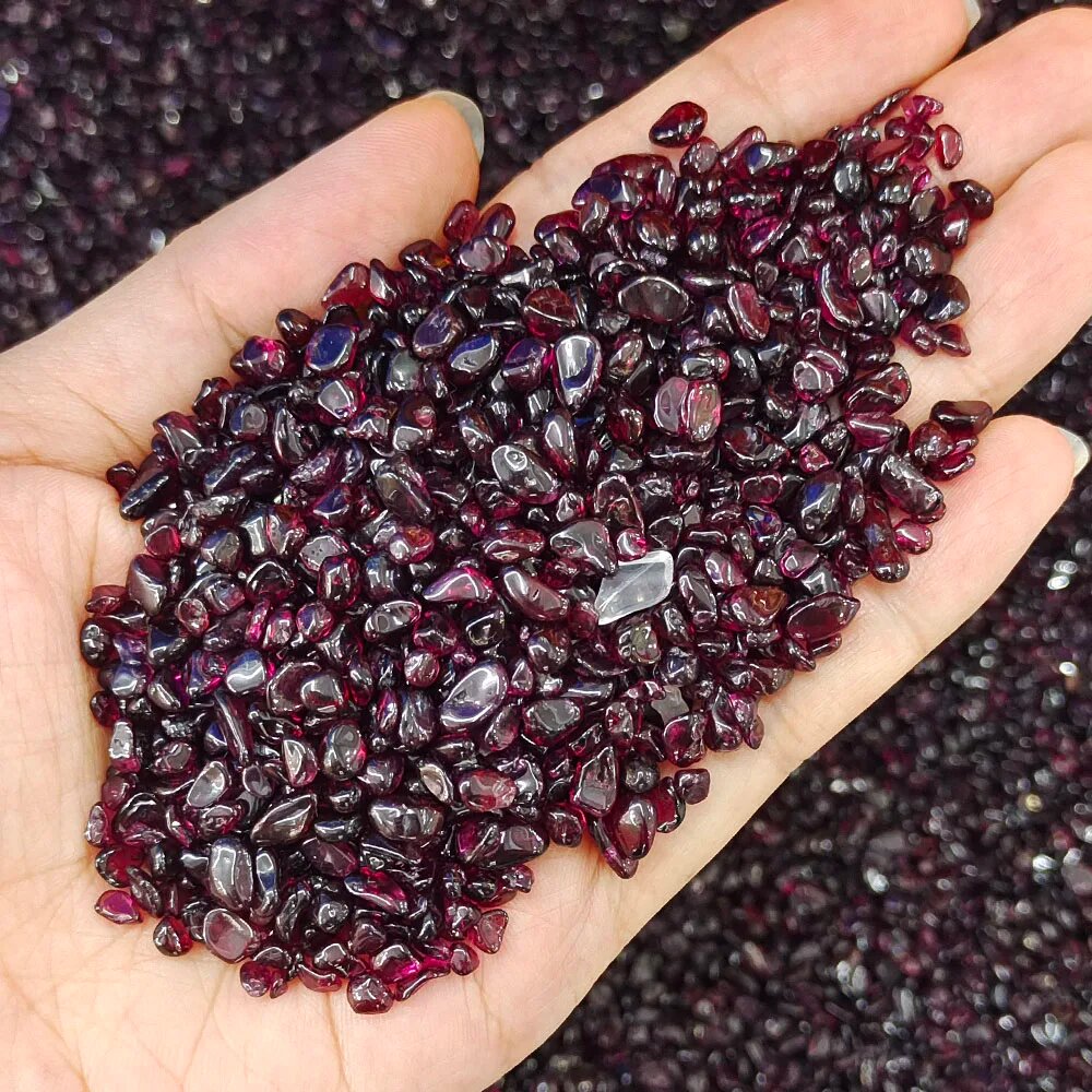 Гранат натуральный, кристаллы гравия, 5-10 мм, Бордовый, 50g