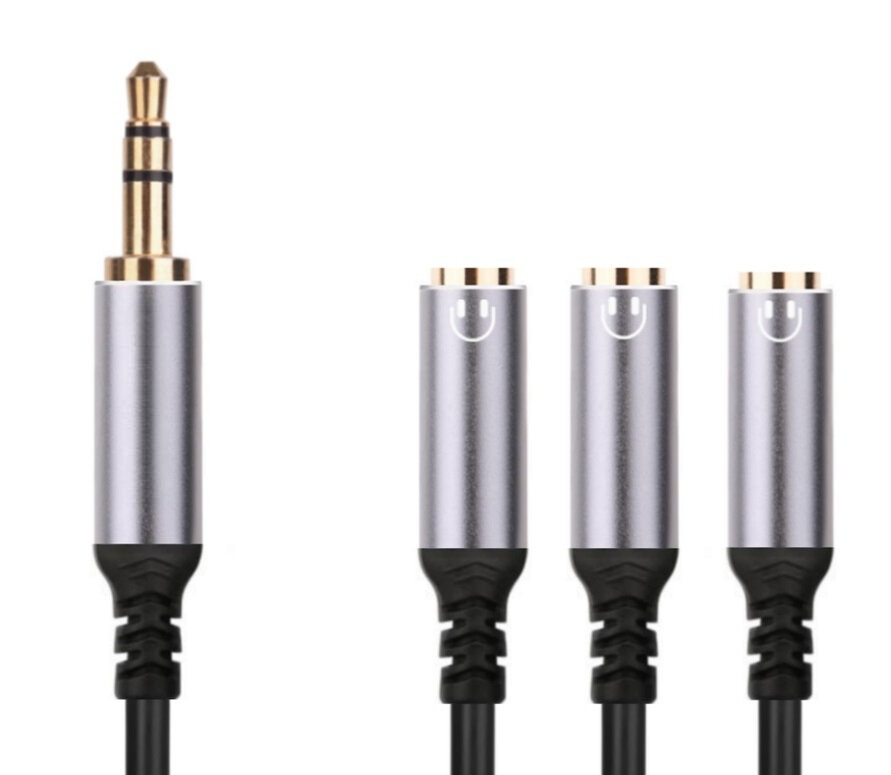 Разветвитель AUX jack 3.5 (3 pin) (M) – 3*(F) Premium 0.3 метра черный S1285