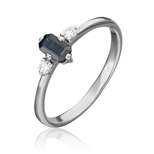 Кольцо, белое золото, 585 проба, сапфир, бриллиант