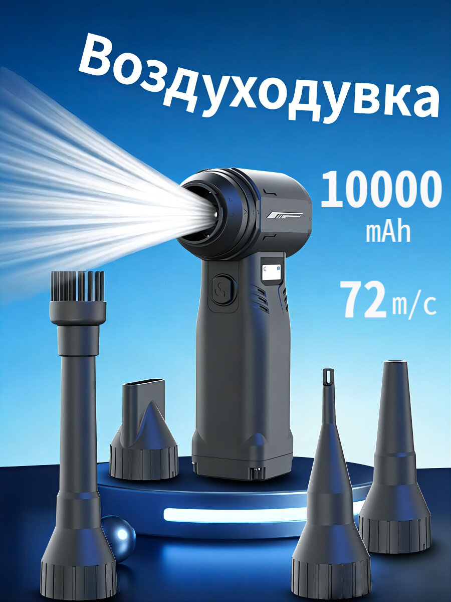 Воздуходувка аккумуляторная турбовентилятор беспроводной，10000mAh，72m/s，может быть подсвечен