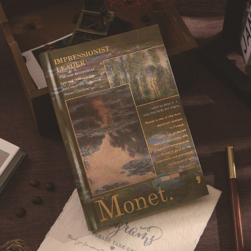 Винтажный европейский дневник в стиле импрессионизма Моне, известная картина, полноцветная иллюстрация, арт-блокнот Ван Гога, дневник