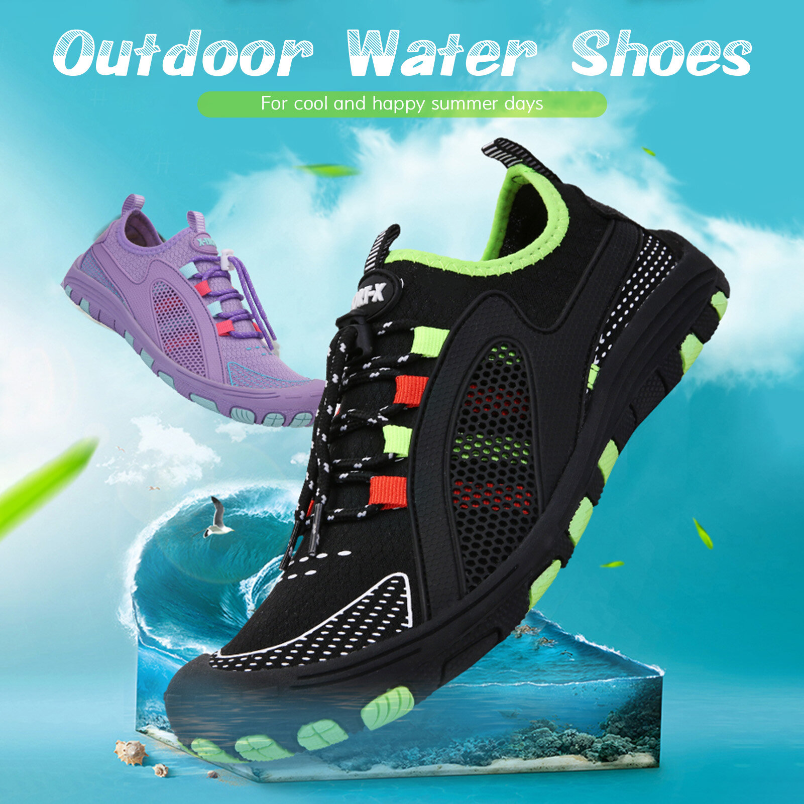 Обувь для воды для мужчин и женщин Outdoor Quick Dry Anti Slip Barefoot Aqua Socks Yoga Swimming Hiking Surfing Sports Shoes, размеры EU 35-47, US Women 5-13.5, US Men 4-12.5, UK 2-12, внутренняя длина 220-305 мм