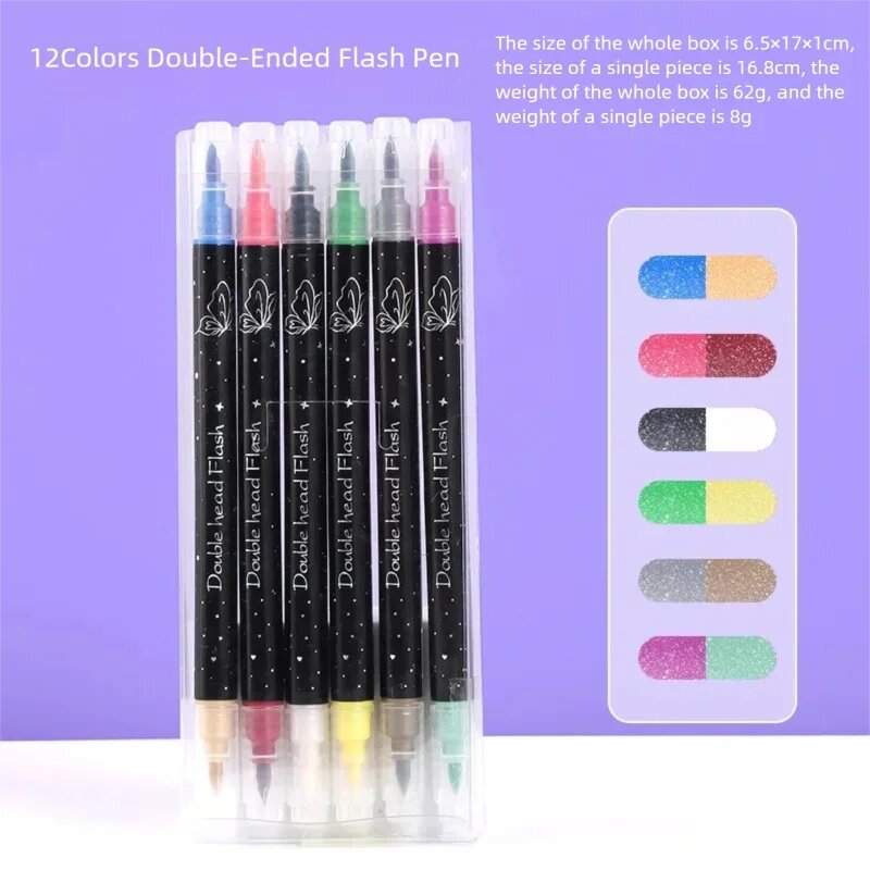 Блестящие маркеры для рисования 24 цветов 6Pcs 12 Colors