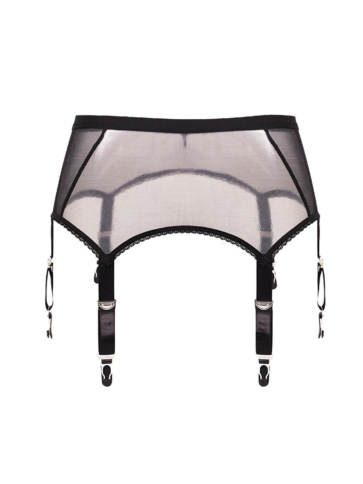Женский прозрачный пояс с креплениями для чулок, Черный