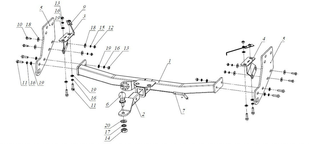 Фаркоп под квадрат для Isuzu D-Max, c 2012-, Бизон. FA 0996-E